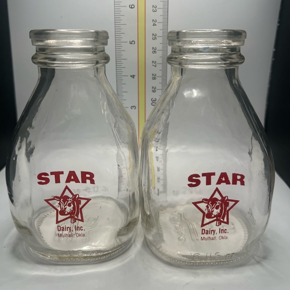 Star Dairy | Kitchen | 2 Vintage Star Dairy Mulhall Ok Glass Cream ...